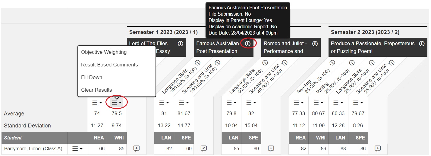 Markbook - Activity Assessment